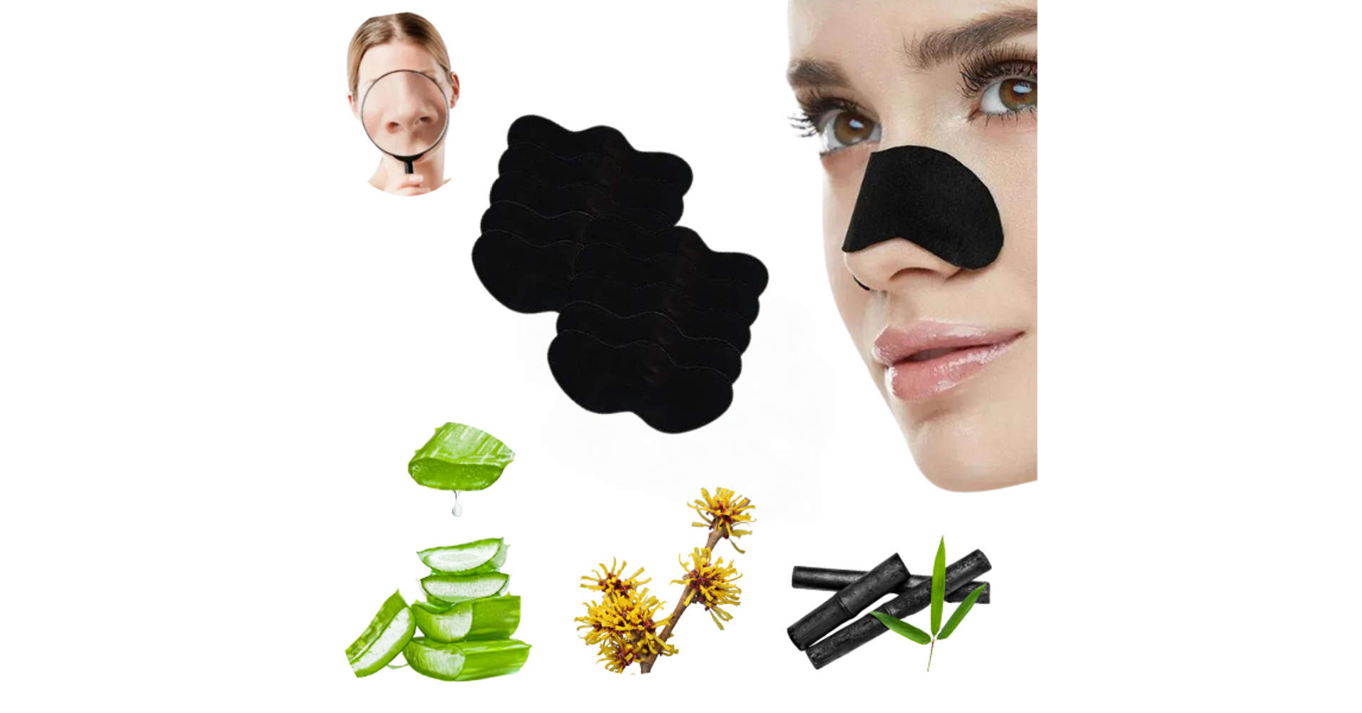 bambusz faszén mitesszer eltávolító orrtapasz, pattanás, tinédzser ...